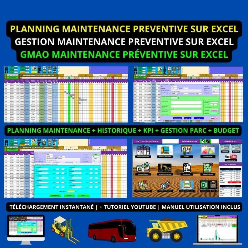 Preventive Maintenance Management Application on Excel / CMMS Excel ...