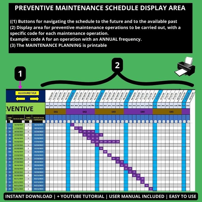 Preventive Maintenance Planning in Excel | Preventive Maintenance Excel ...