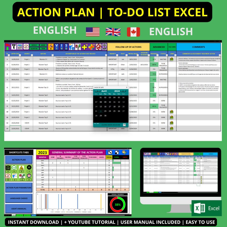 Excel Action Plan | Task List | TODO List | Action Planner ...