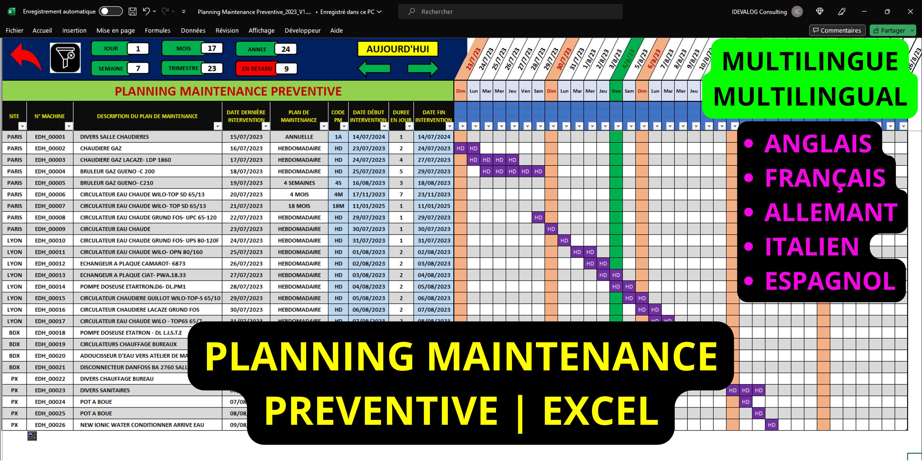 Gestion de la maintenance préventive sur Excel / Maintenance préventive ...