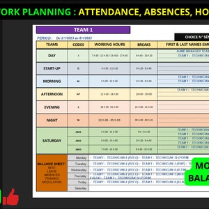 Work Schedule Excel | Work Planning Excel | Excel Staff Planning ...