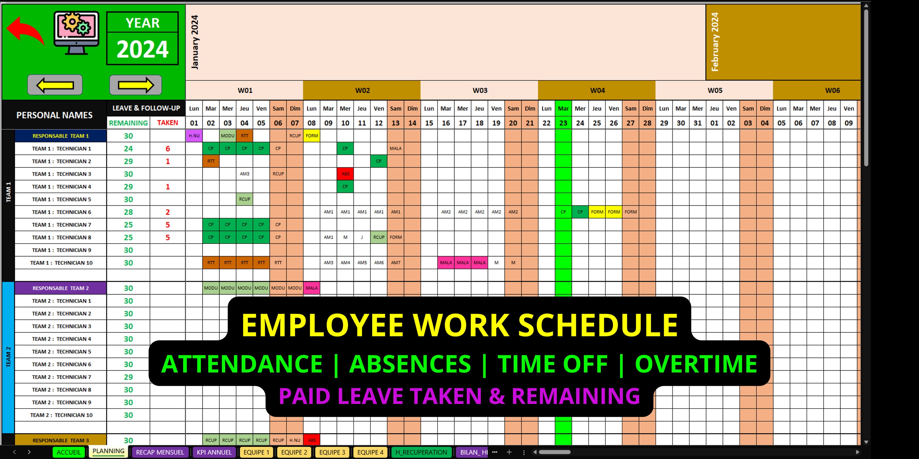 Staff Work Schedule in Excel | Staff Schedule Management in Excel ...