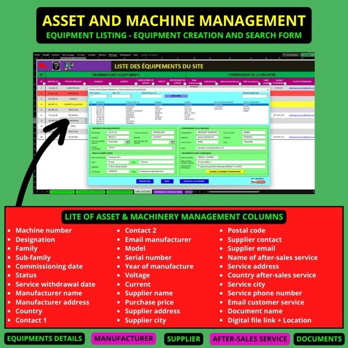 Preventive Maintenance Management Application on Excel / CMMS on Excel / Preventive Maintenance ...