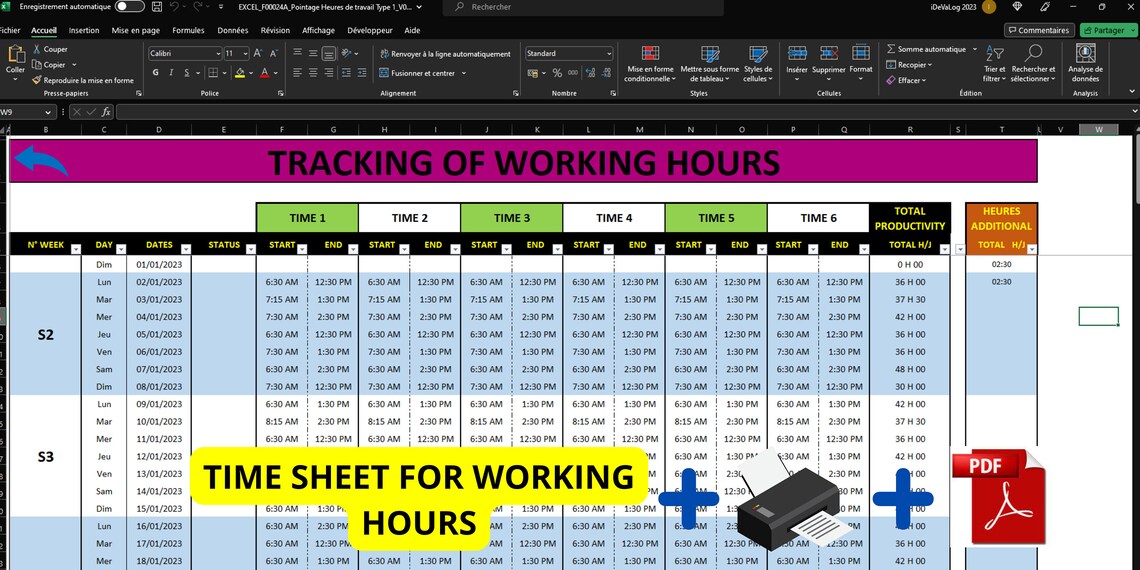 Employee Time Tracking | Excel Template | Employee Work Schedule ...