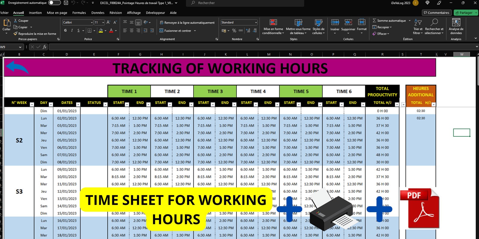 Employee Time Tracking | Excel Template | Employee Work Schedule ...