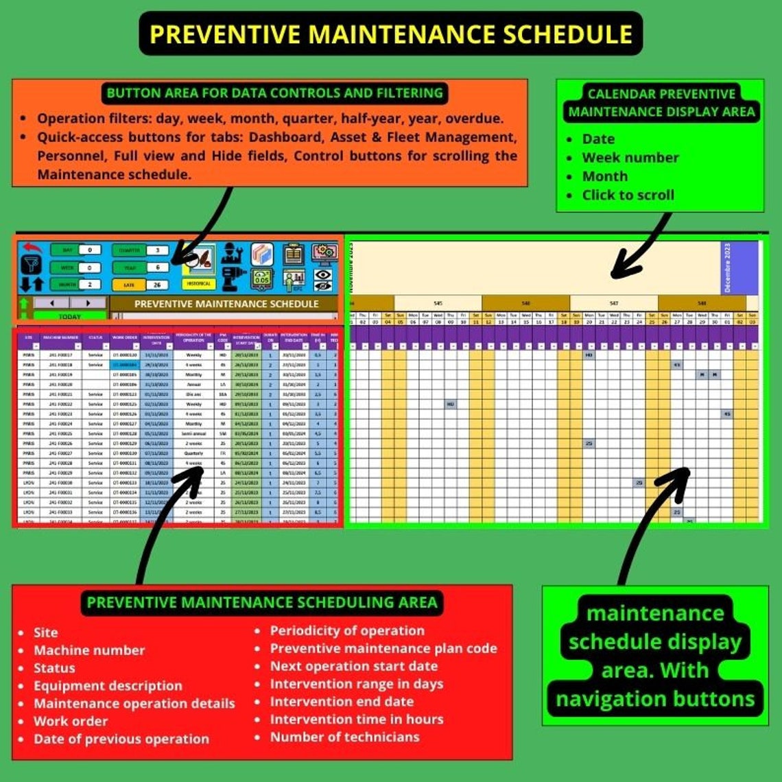 Preventive Maintenance Management Application on Excel / CMMS on Excel / Preventive Maintenance ...