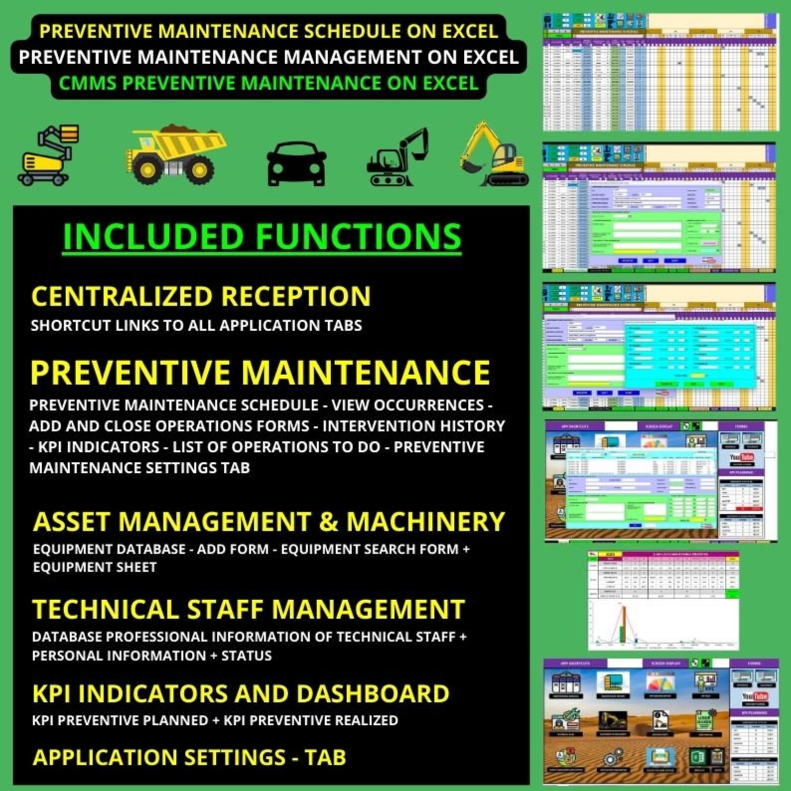 Preventive Maintenance Management Application on Excel / CMMS on Excel ...