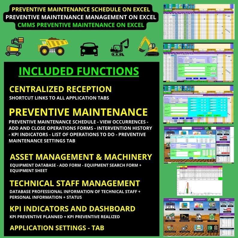 Preventive Maintenance Management Application on Excel / CMMS on Excel ...