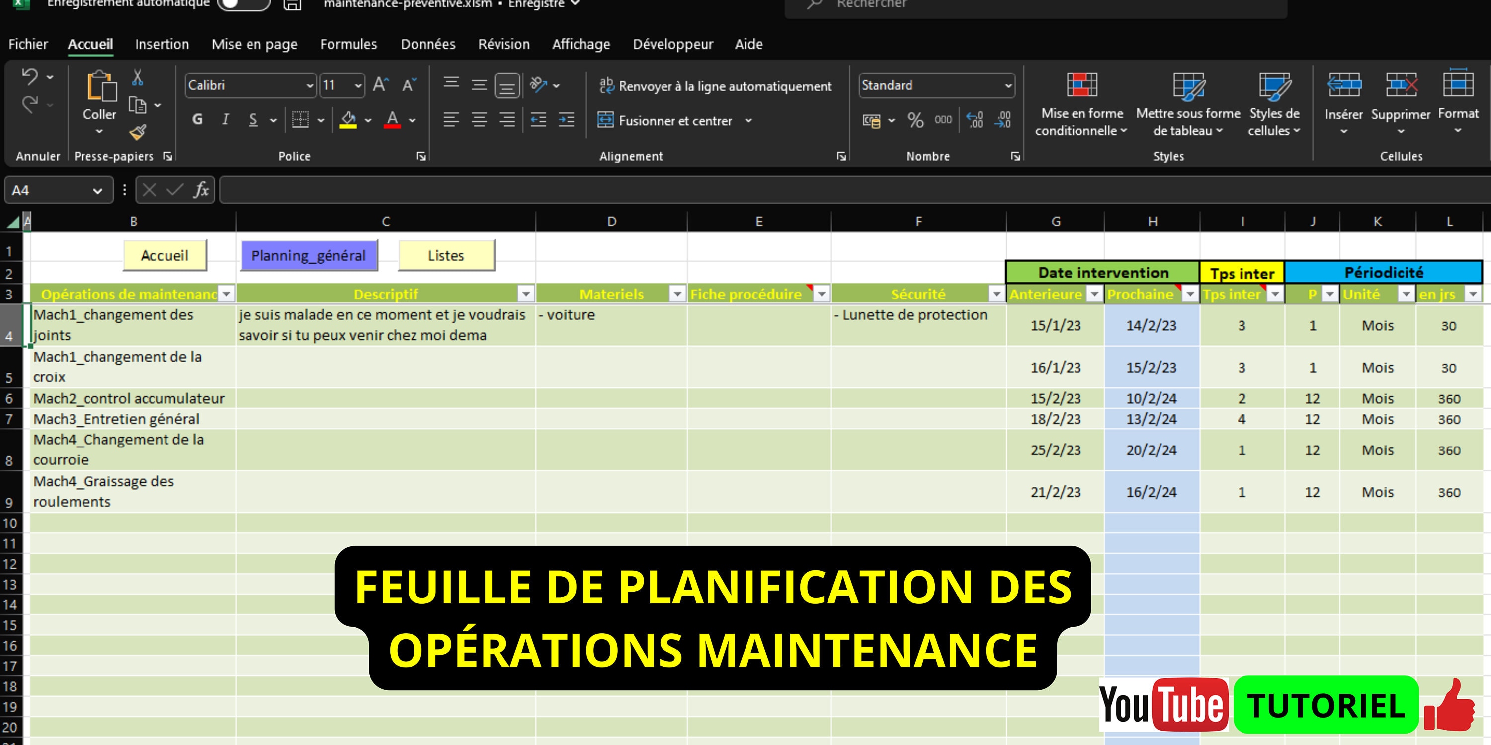 Preventive Maintenance Management on Excel / Preventive Maintenance on ...