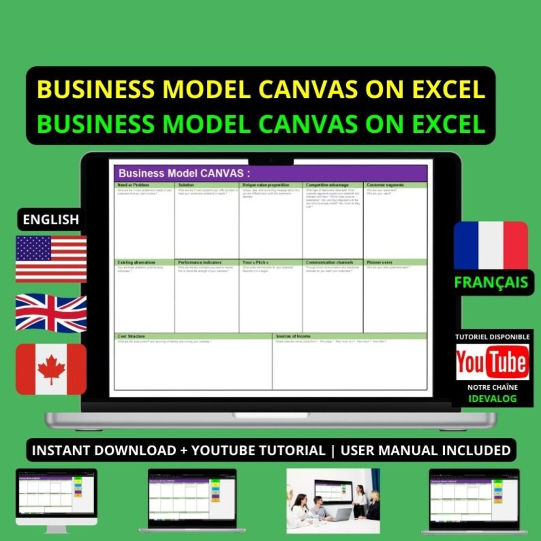 CANVAS Business Model on Excel | CANVAS Business Model on Excel | Sbmc Excel | Bmc Excel - Etsy