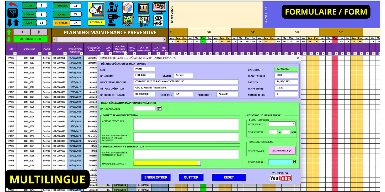 Preventive Maintenance Management Application on Excel / CMMS Excel ...