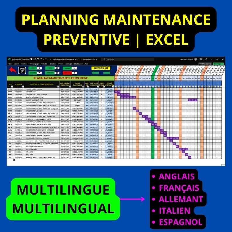 Gestion de la maintenance préventive sur Excel / Maintenance préventive ...