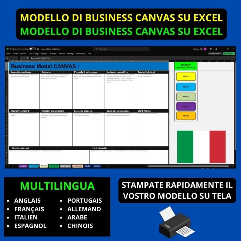 CANVAS Business Model on Excel CANVAS Business Model on Excel Aziendale Model CANVAS on Excel ...