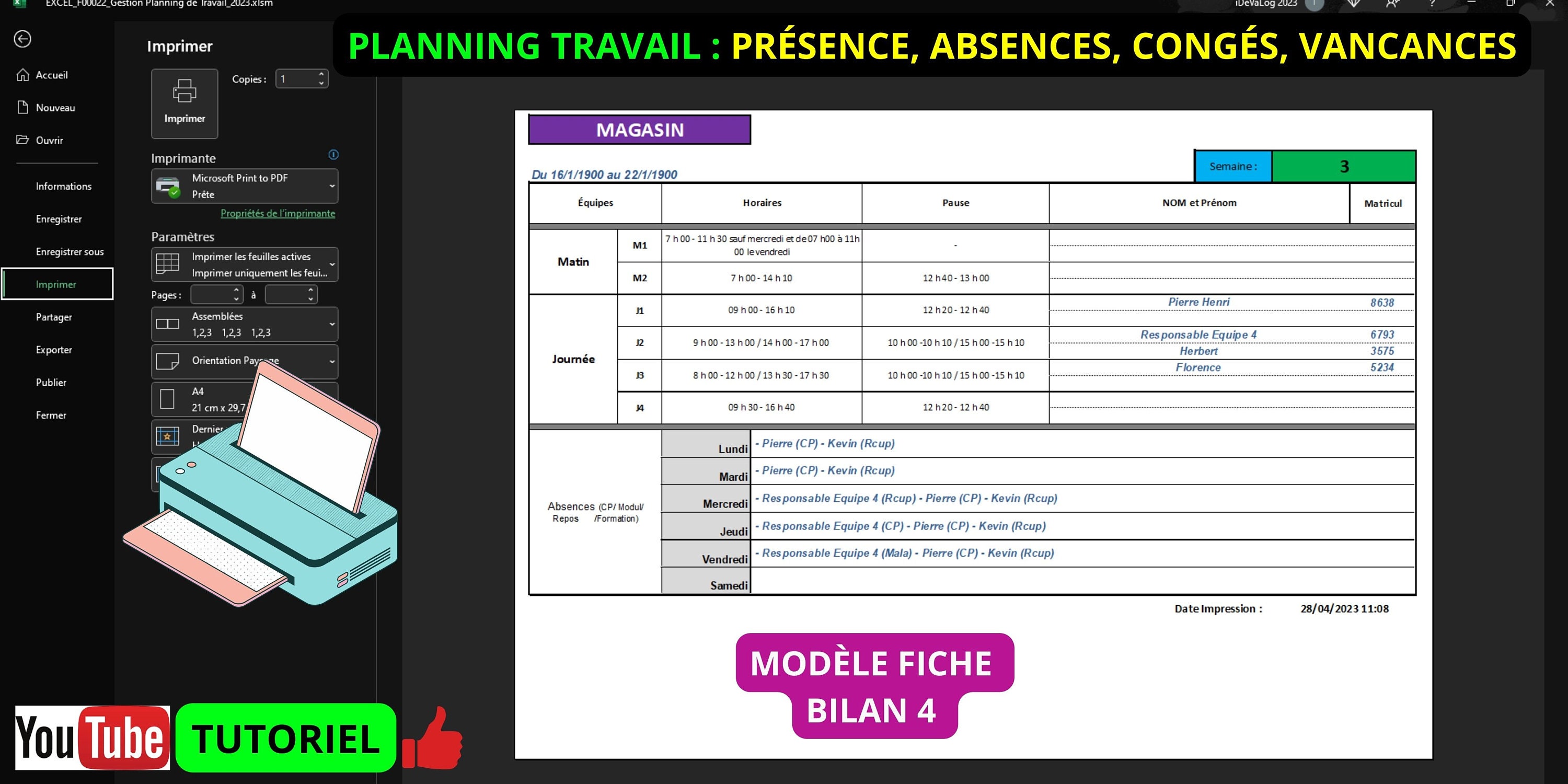 Work, Leave and Absence Planning in Excel / Work Planning in Excel ...