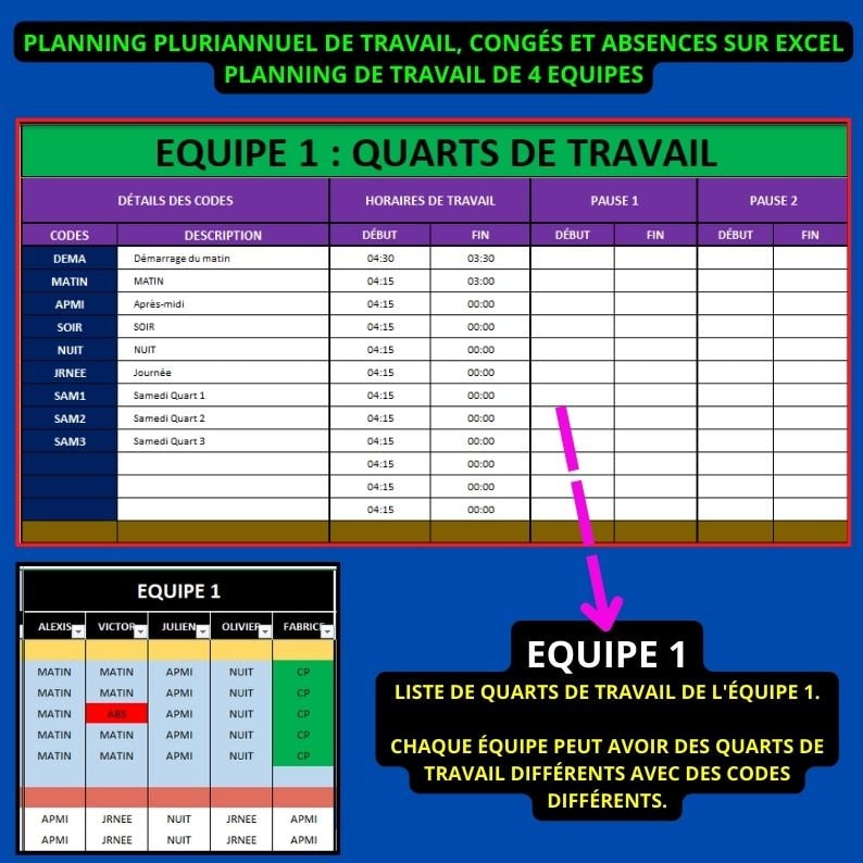 Work Schedule, Leave and Absences in Excel / Work Schedule in Excel ...
