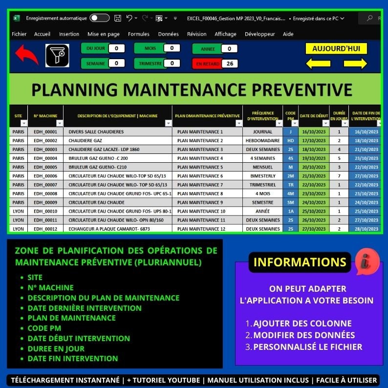 Gestion de maintenance préventive sur Excel Maintenance préventive sur Excel / Preventive ...