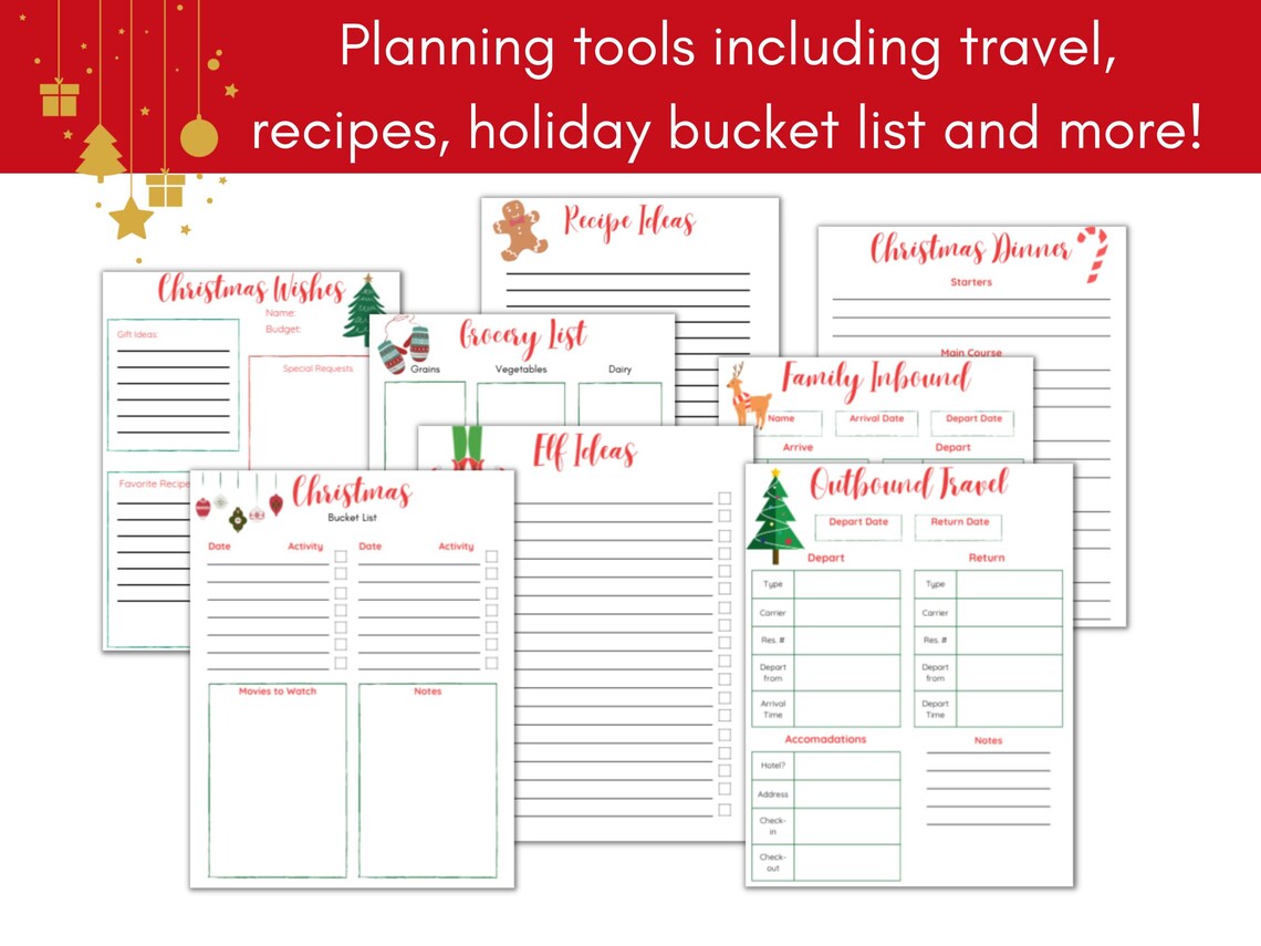 Holiday Planner Printable and Download, Christmas Planner, Christmas Budget Tracker, Holiday ...