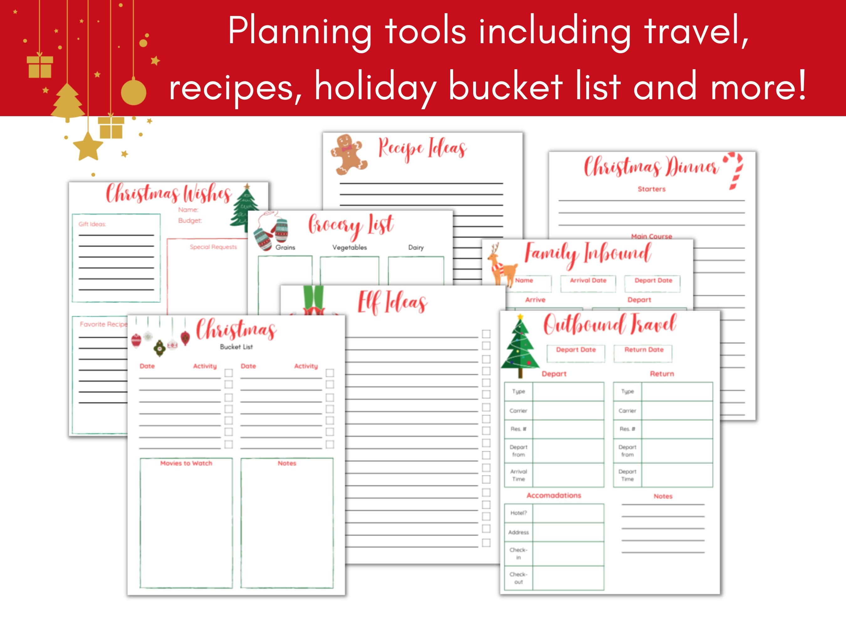 Holiday Planner Printable and Download, Christmas Planner, Christmas ...