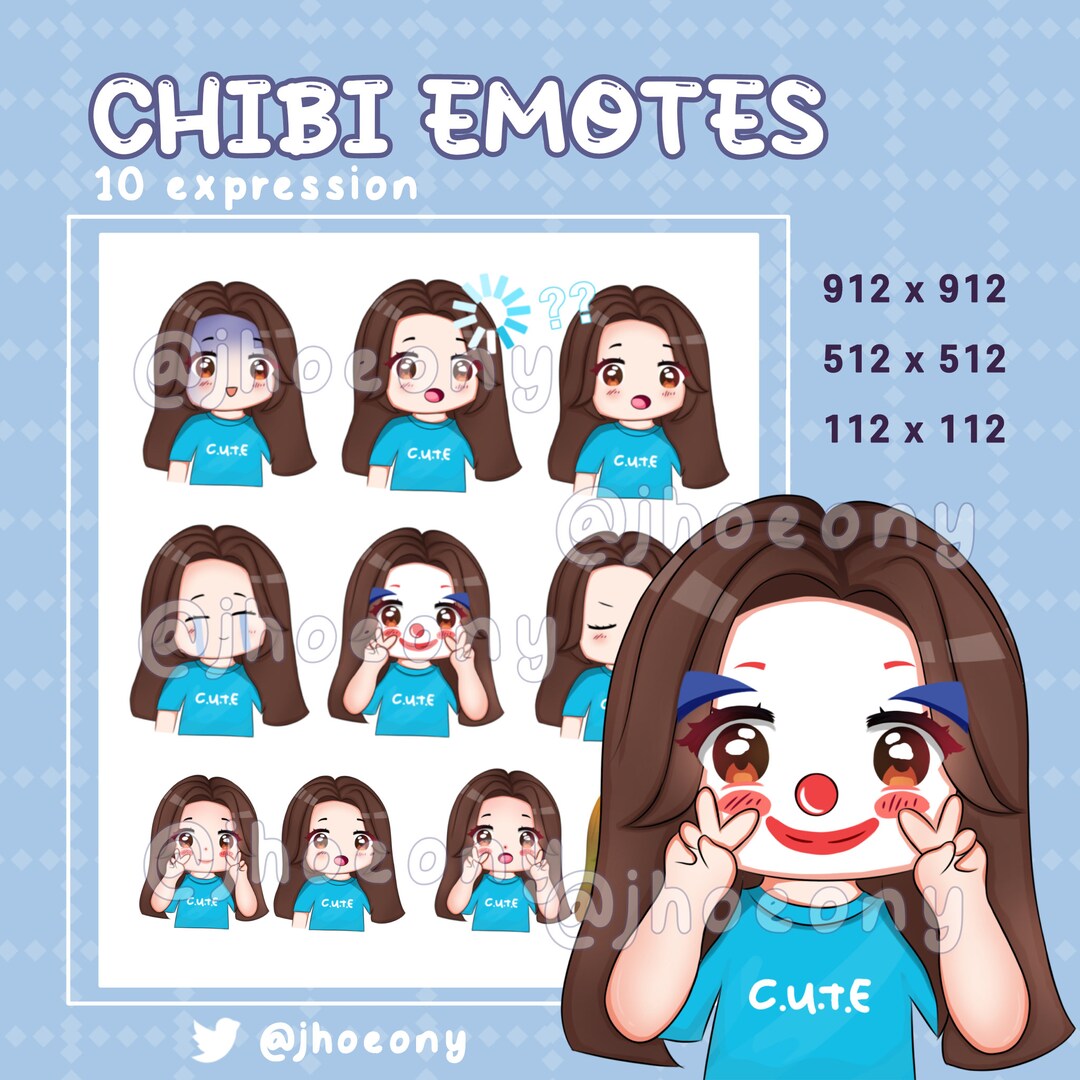 6 Pack Chibi Emotes Custom Cute Emoticon Custom Anime Character Twitch ...