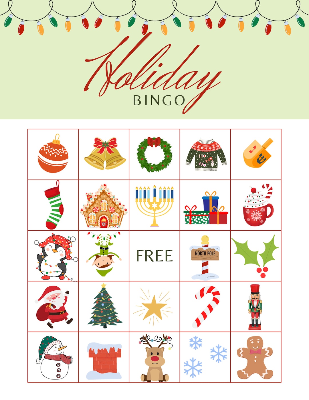 Printable Holiday Bingo Boards (10) - Etsy
