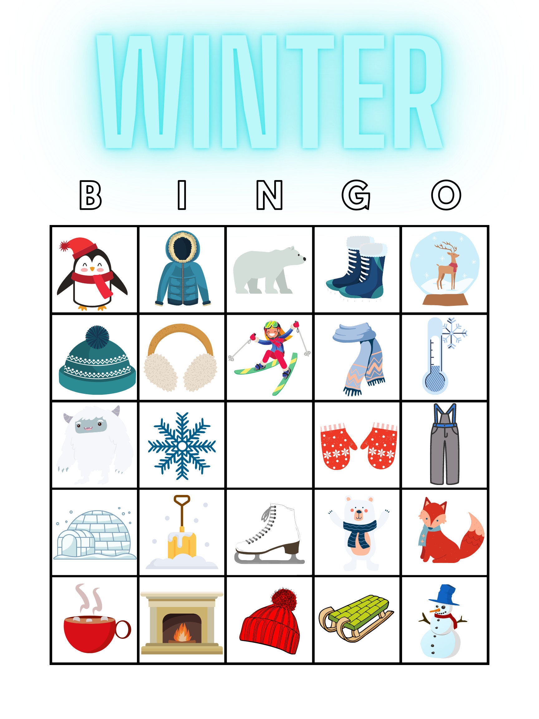 Printable Winter Bingo Board - Etsy