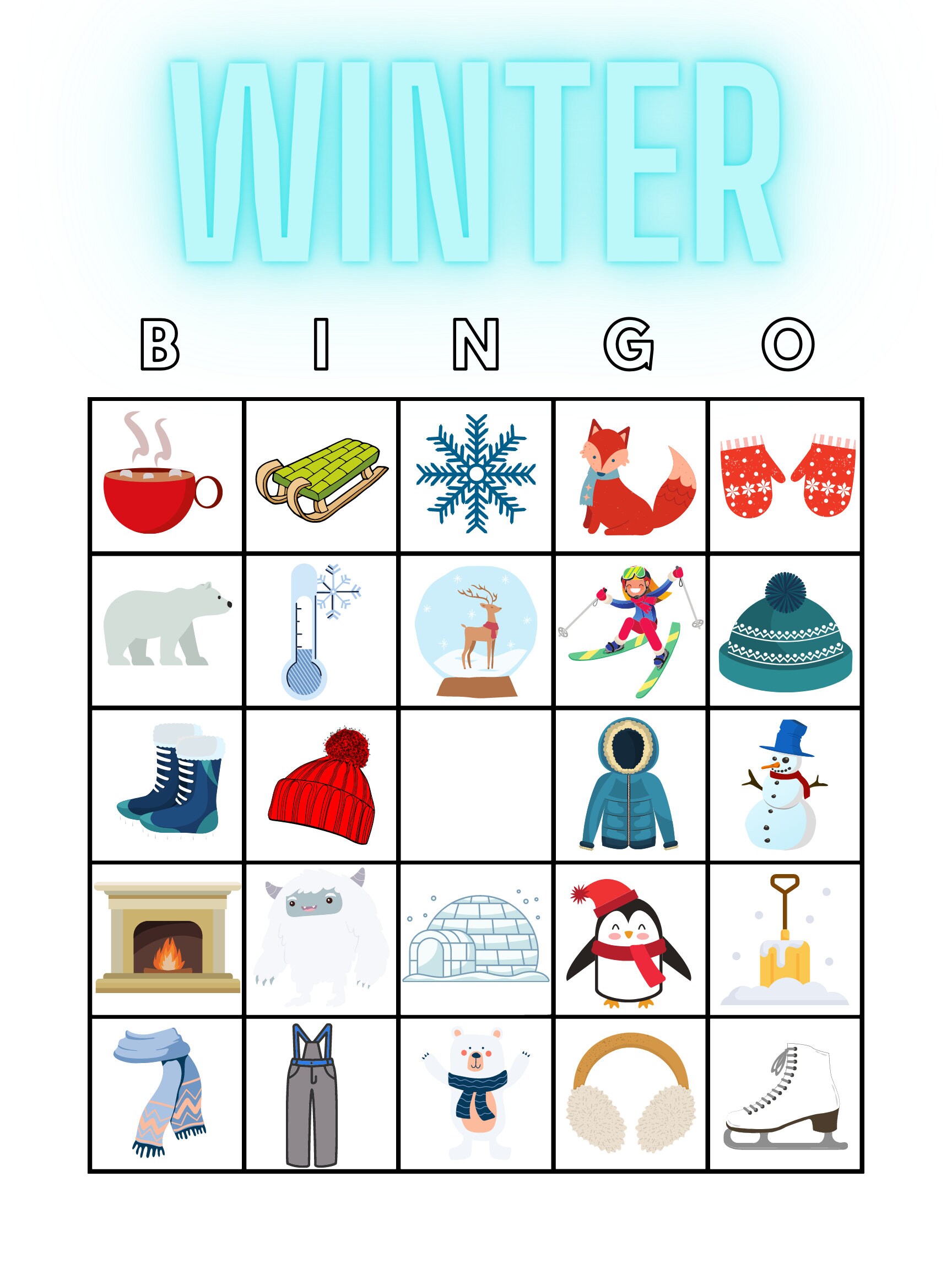 Printable Winter Bingo Board - Etsy