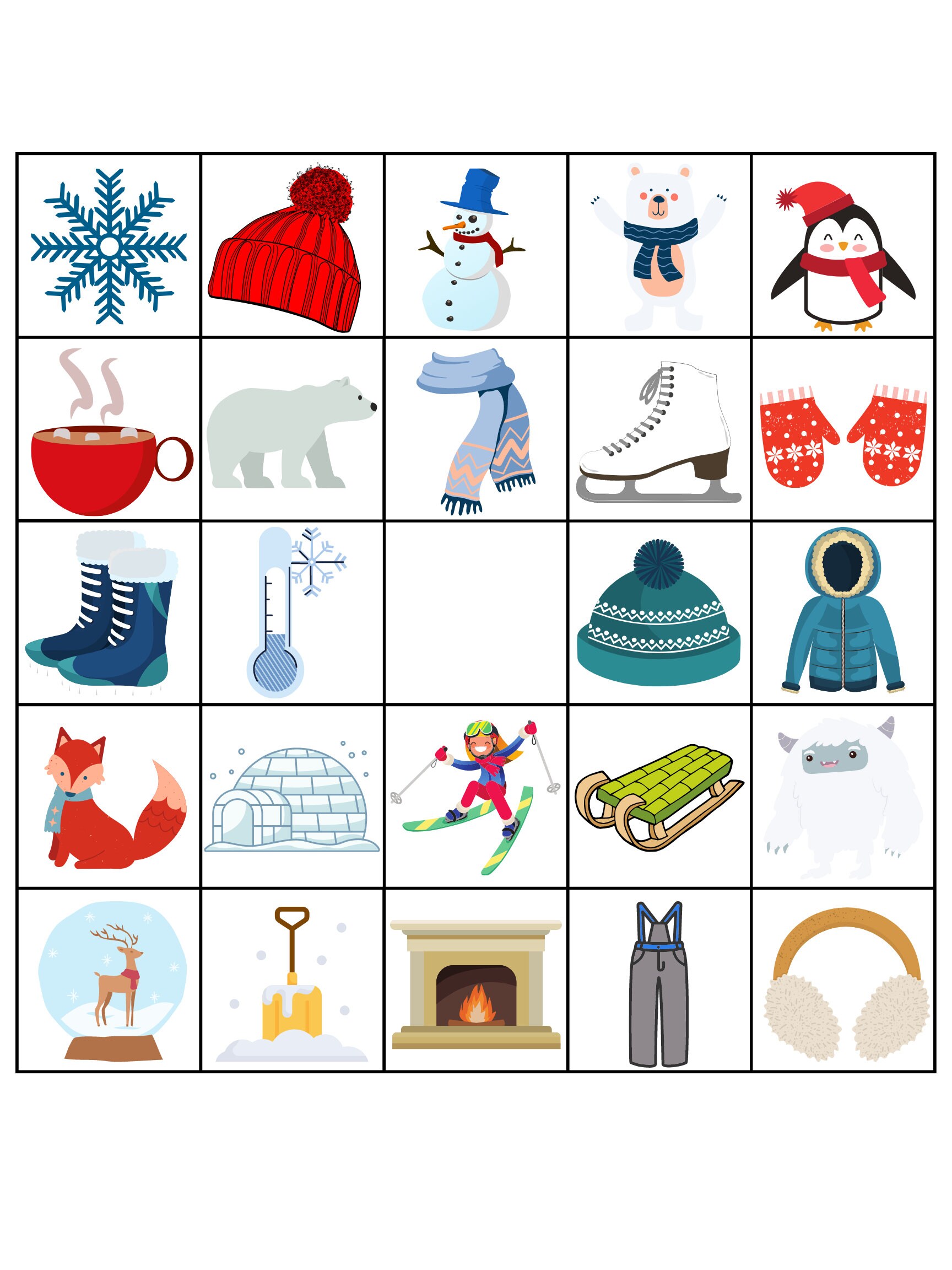 Printable Winter Bingo Board - Etsy