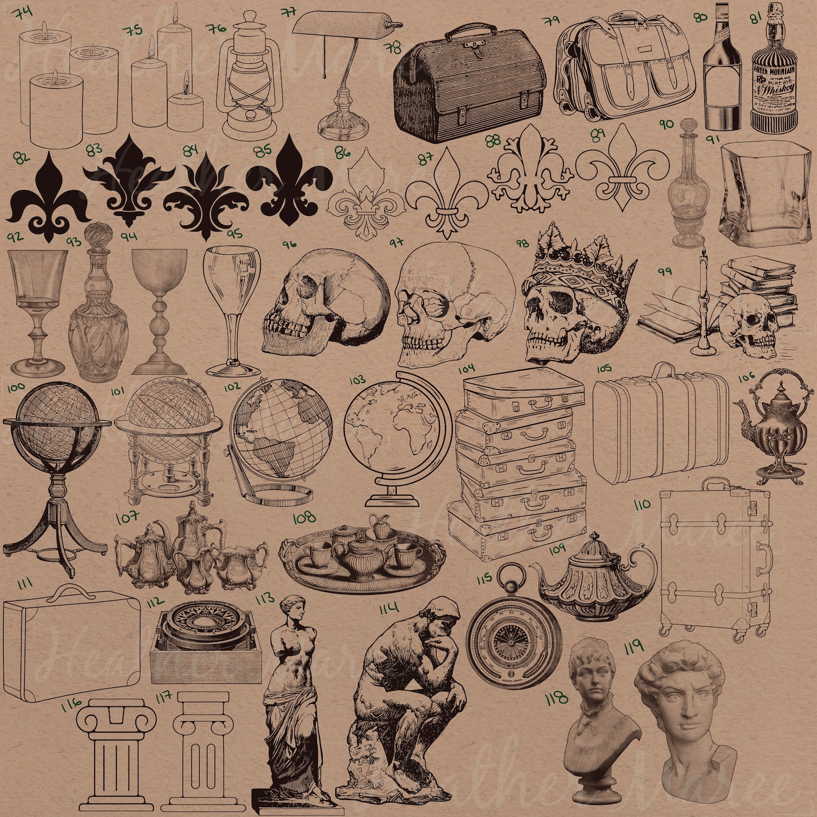 Dark Academia Stamps for Procreate | Book Brushes, Furniture Stamp ...