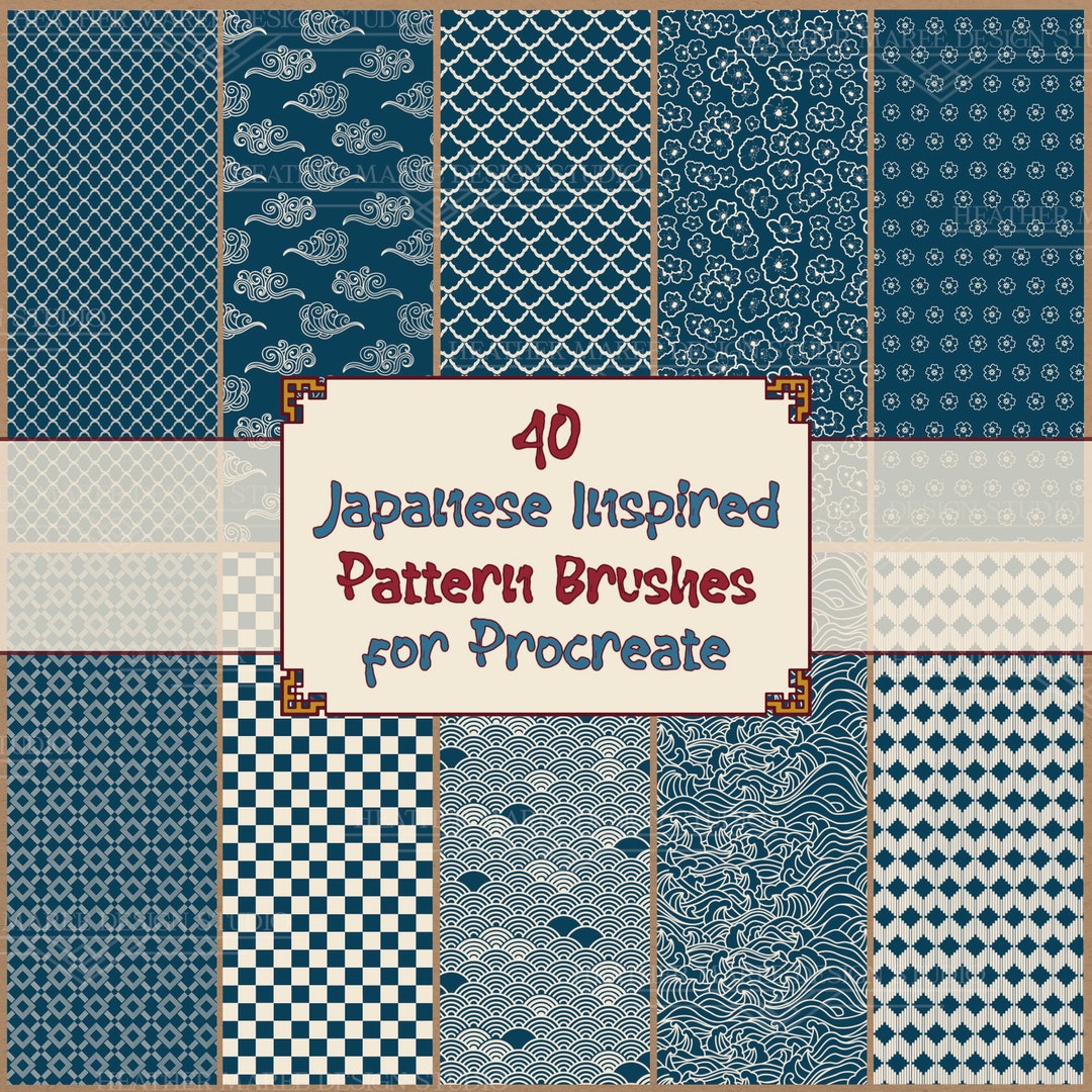 Japanese Brushes For Procreate Japanese Seamless Patterns Fabric Patterns Procreate Asian