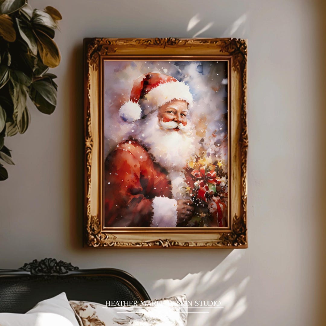 Jolly Saint Nicholas Portrait Holiday Fine Art Prints, Winter Cabin ...