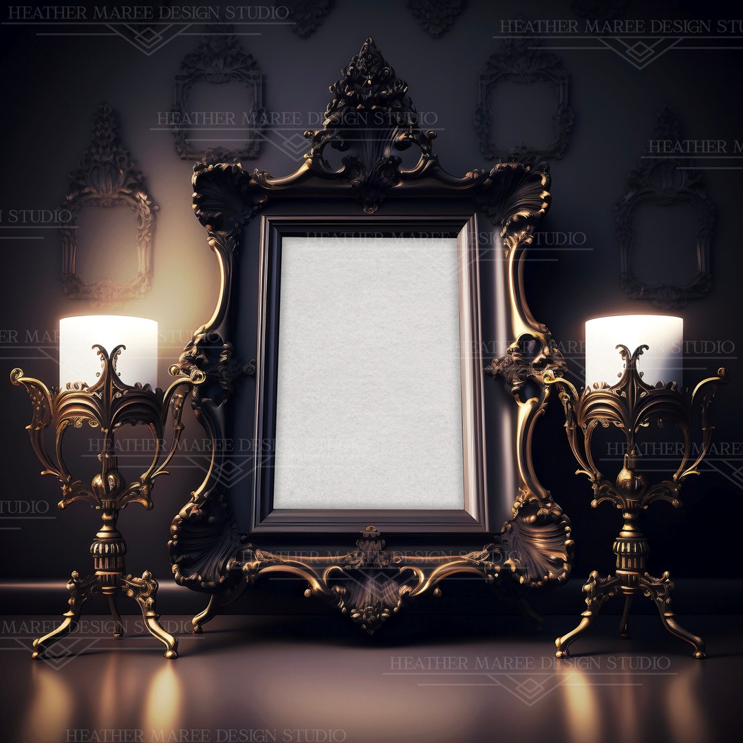 Gothic Framed Art Mockup Vintage Art Mock up Antique Frame Mockup Dark ...