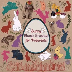 Procreate Rabbit Stamps, Easter Bunny Procreate Stamps, Rabbit Brushes ...