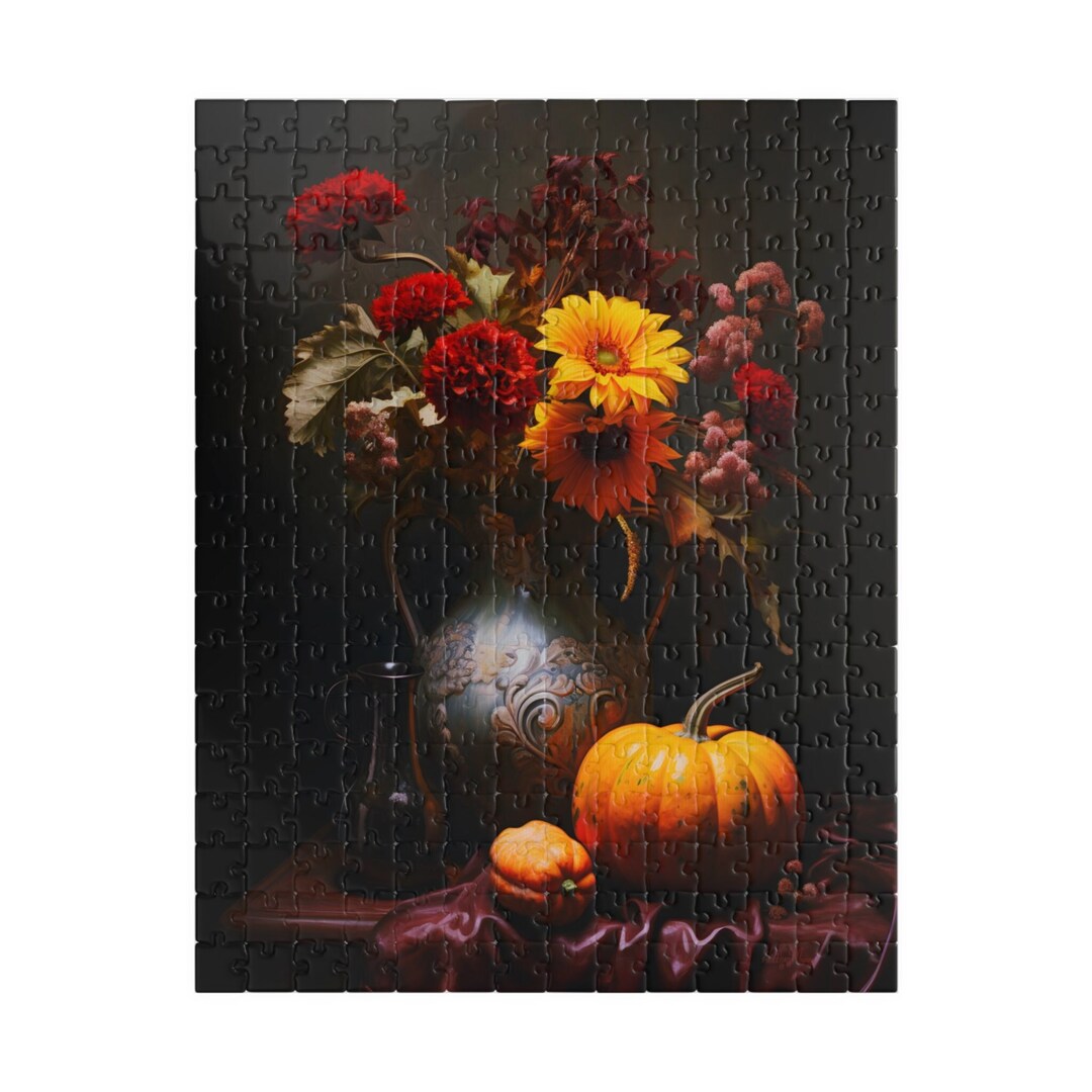 Floral Jigsaw Puzzle Autumn Puzzle Box, Botanical Puzzle Box, Jig Saw ...