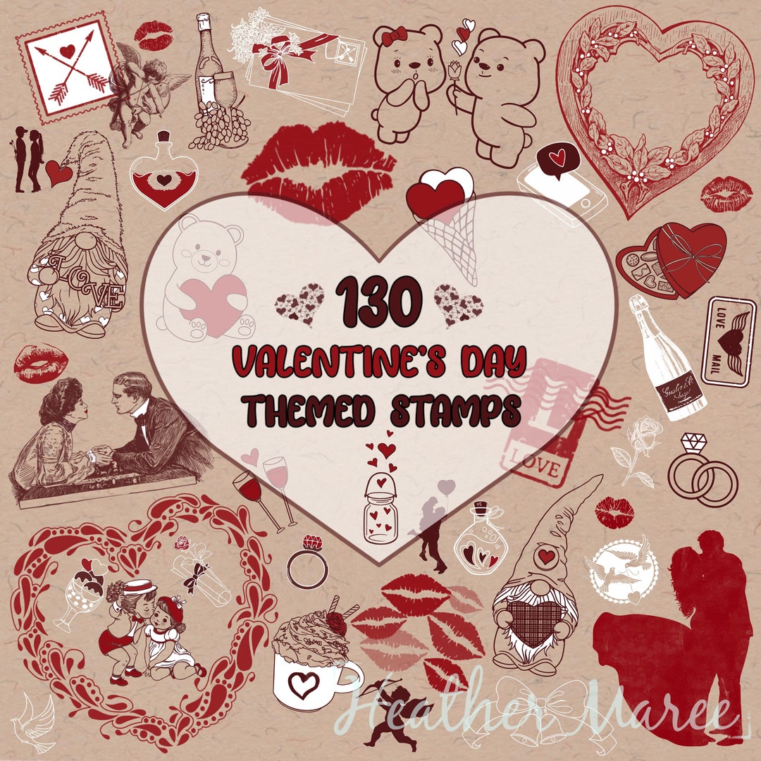 Valentines Day Stamps for Procreate, Wedding Stamps, Heart Brushes ...