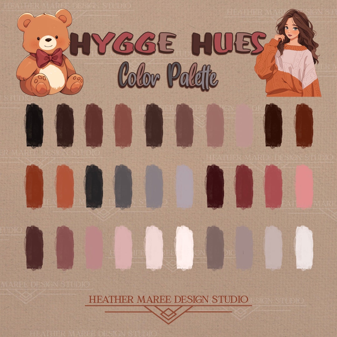 Hygge Hues Color Palette for Procreate, Nordic Winter Colors, Earthy ...