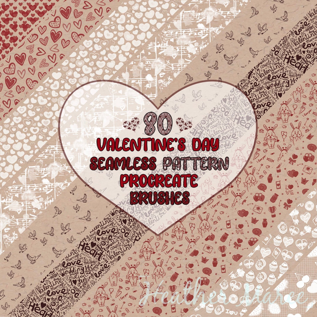 Procreate Heart Pattern Brush, Valentine’s Day Brushes for Procreate ...