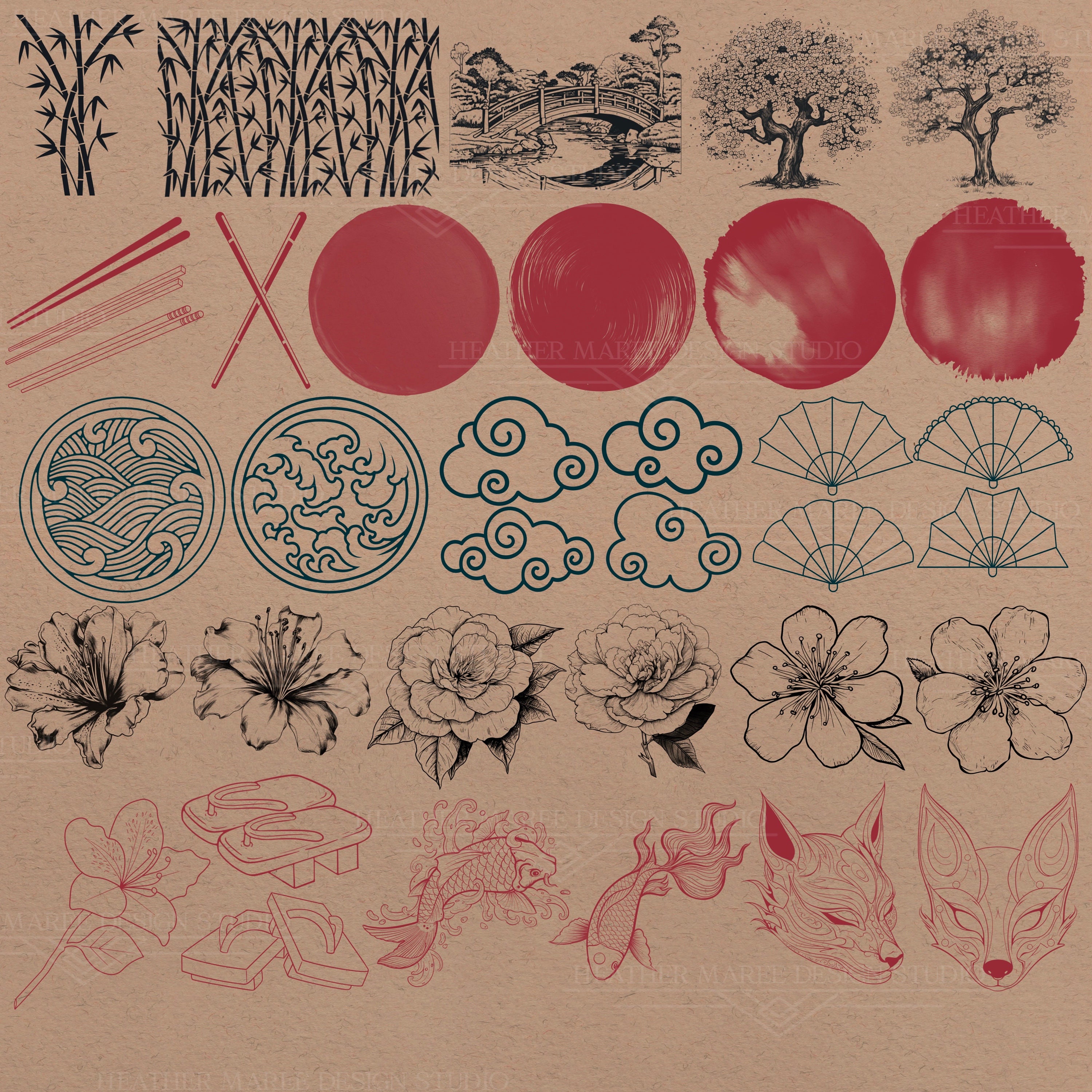 Geisha Stamps for Procreate Japanese Procreate Brushes Asian - Etsy