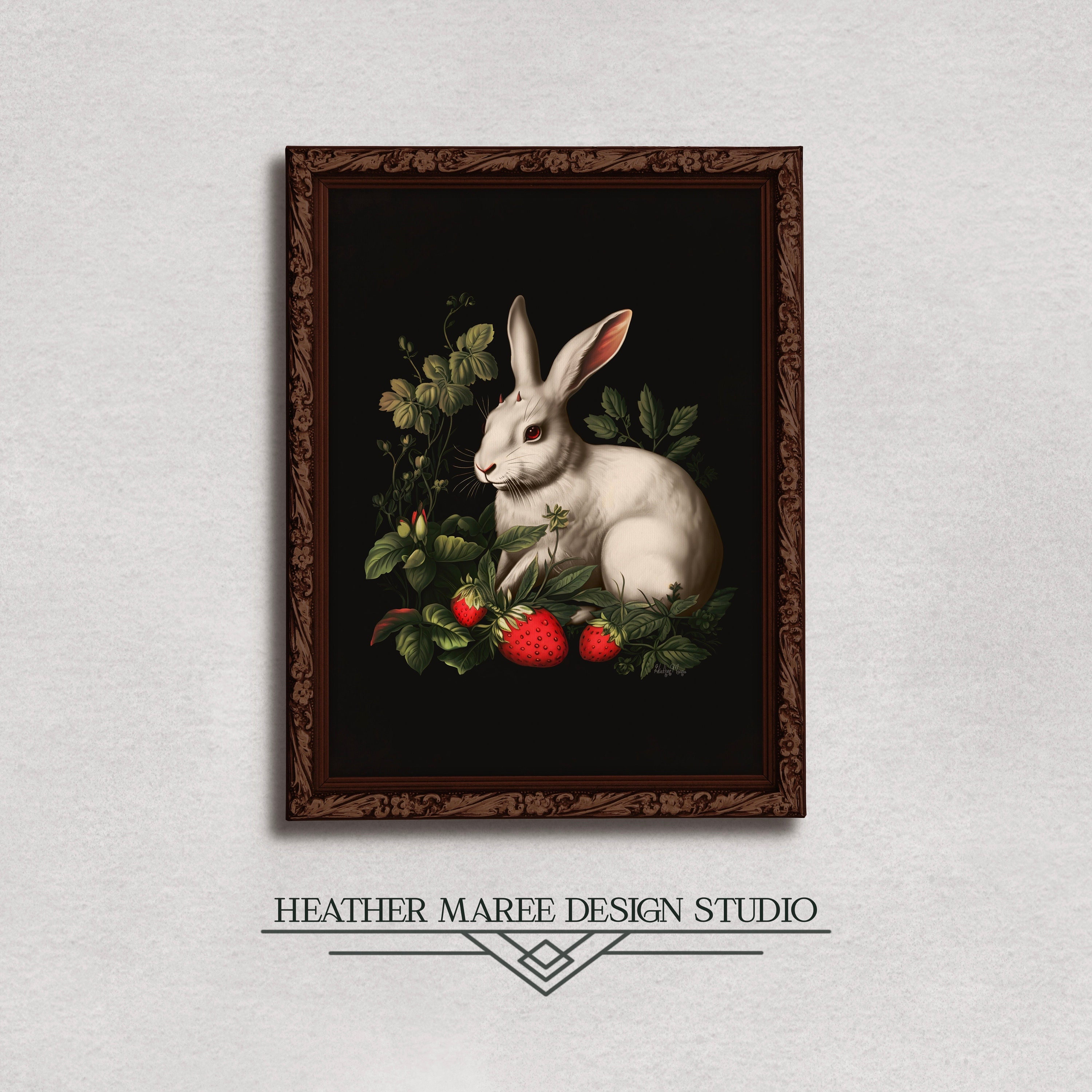 White Rabbit Fine Art Print Goth Home Decore Rabbit Digital - Etsy