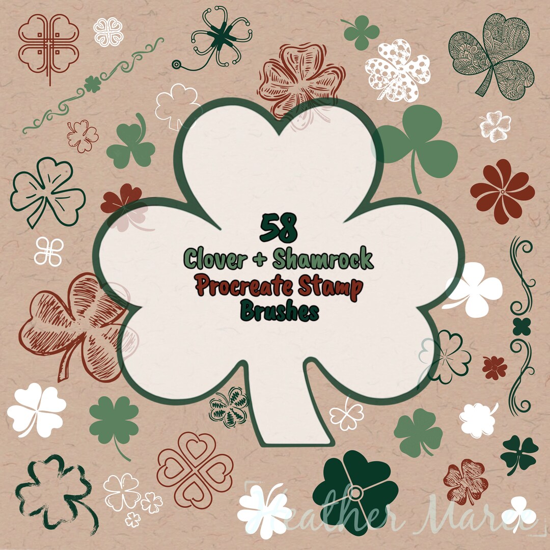 Shamrock and Clover Stamps for Procreate | Procreate Coloring Pages, St ...