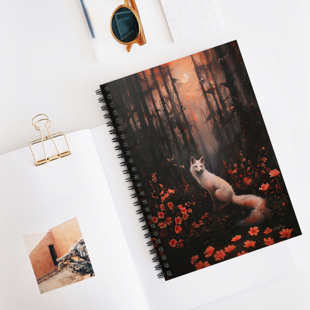 White Fox Spiral Notebook | Botanical Writing Journal, Aesthetic ...