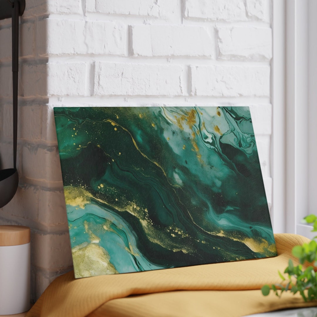 Green Geode Chopping Board Marble Kitchen Decor, Minimalist Chopping ...