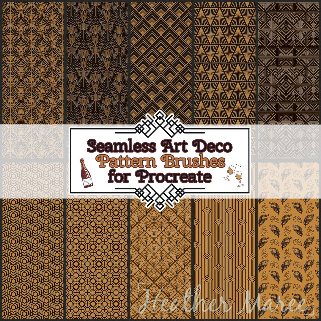 Art Deco Procreate Brushes, Seamless Art Deco Brush for Procreate ...