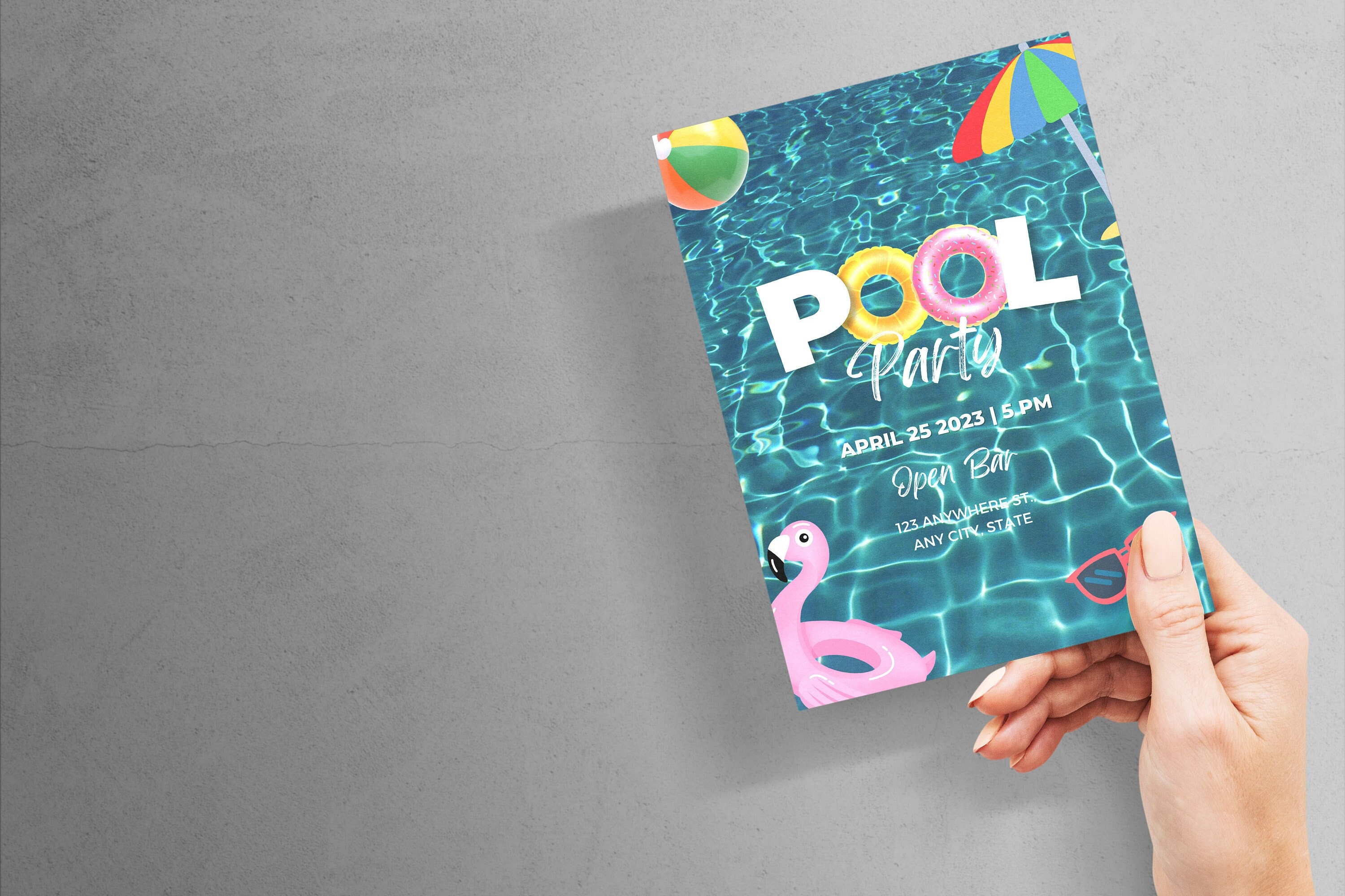 Pool Party Invitation, Spring Season, Swim Party, Open Bar Party ...