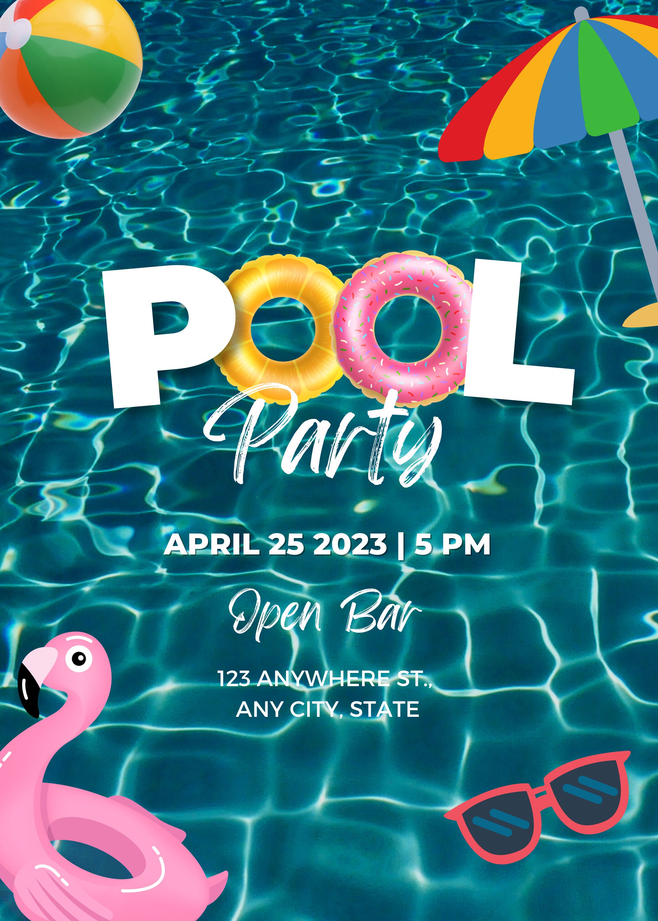 Pool Party Invitation, Spring Season, Swim Party, Open Bar Party ...