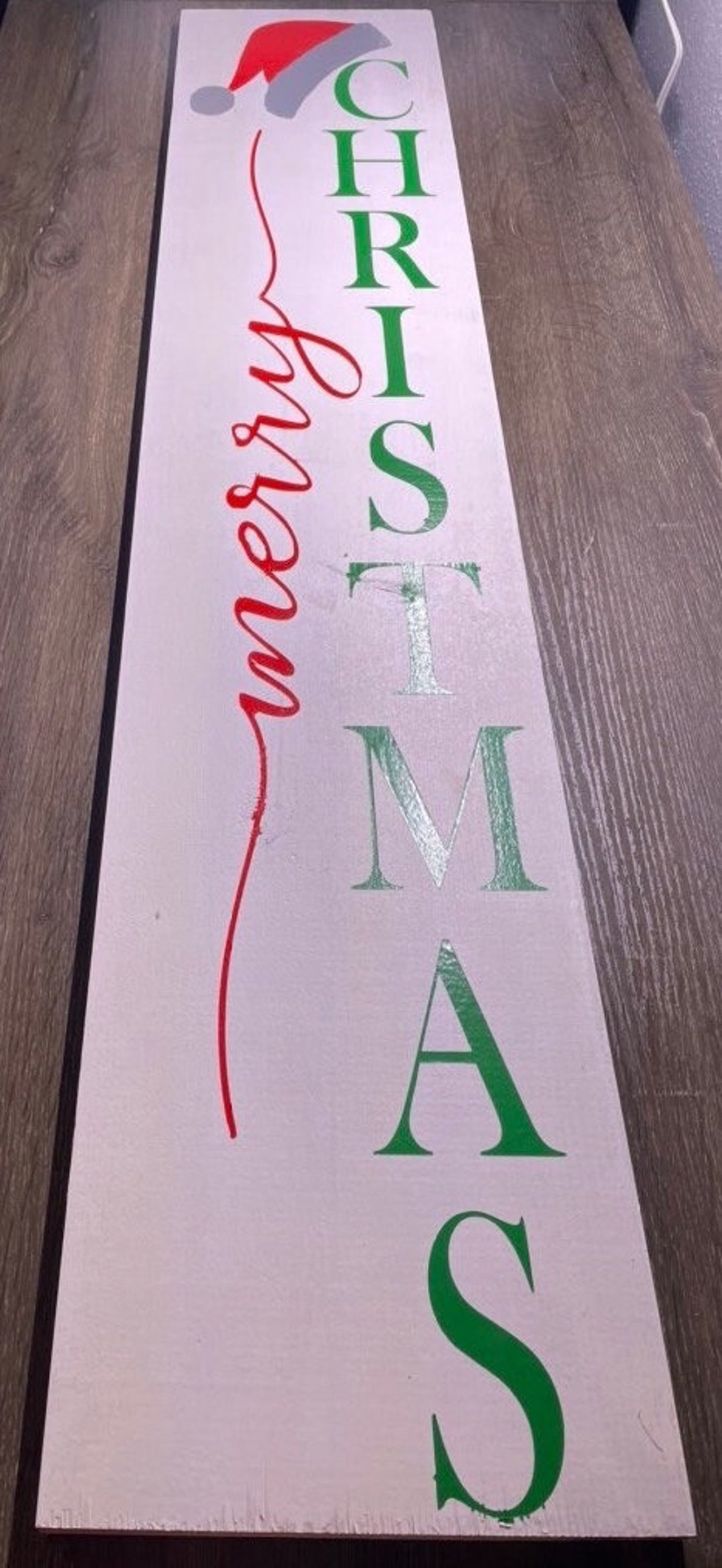 Santa Hat Long Merry Christmas Hand Painted Christmas - Etsy