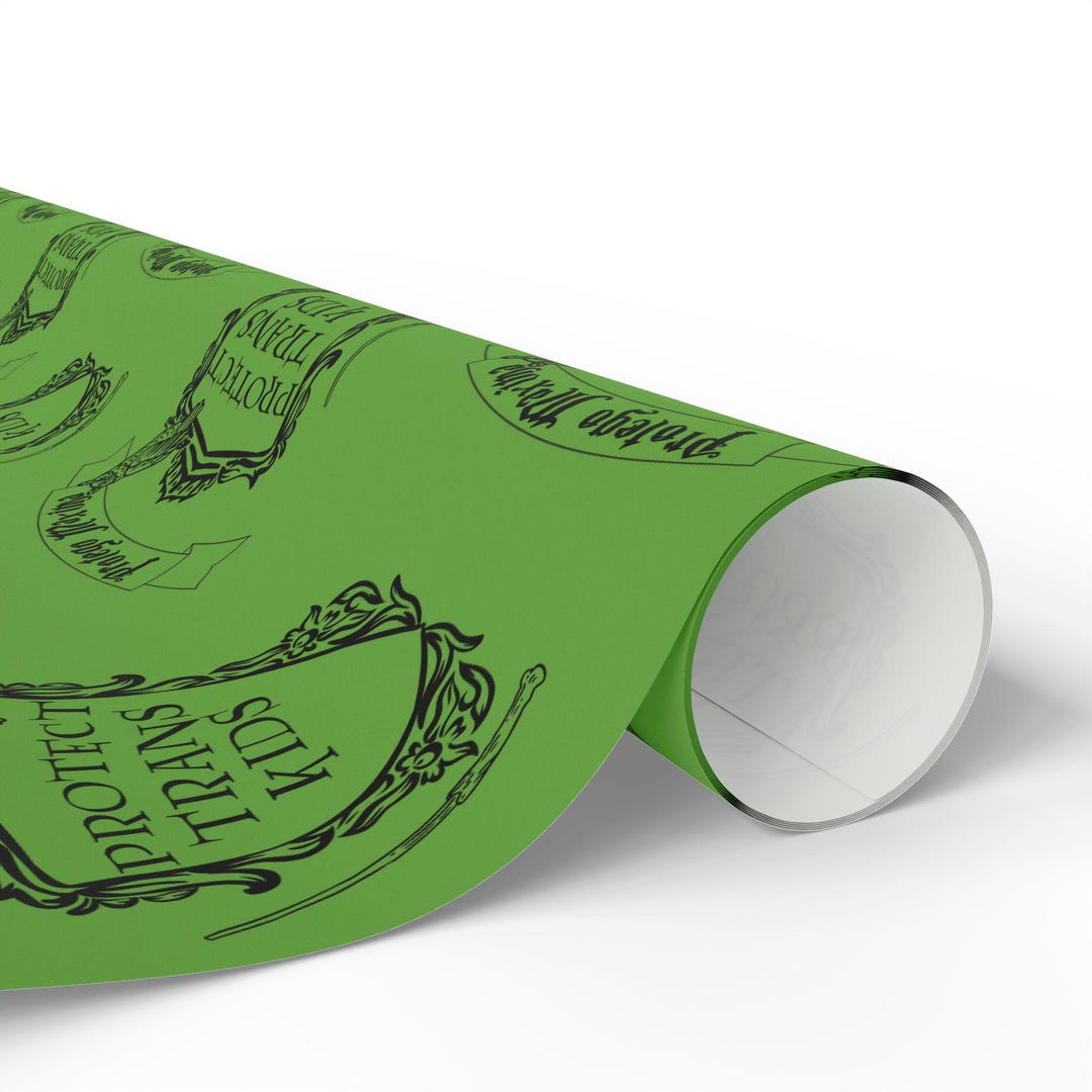 Protect Trans Kids Wrapping Paper GREEN, Trans Rights Pride ...