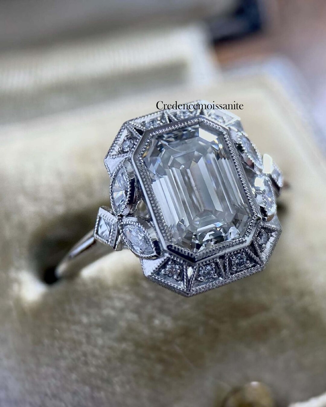 Victorian Style Engagement Ring Filigree Bezel Set Moissanite - Etsy