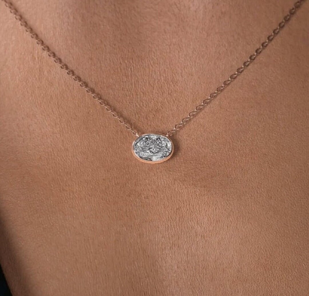 GRA Certified East West Moissanite Pendant Moissanite Bezel Set Pendant ...