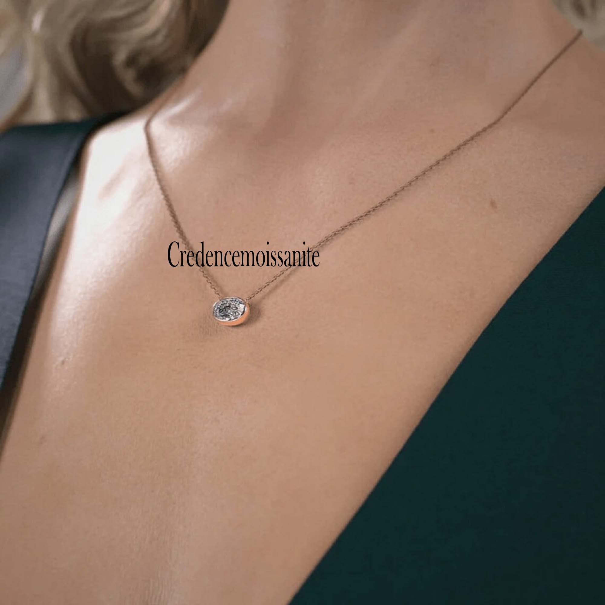 GRA Certified East West Moissanite Pendant Moissanite Bezel Set Pendant ...