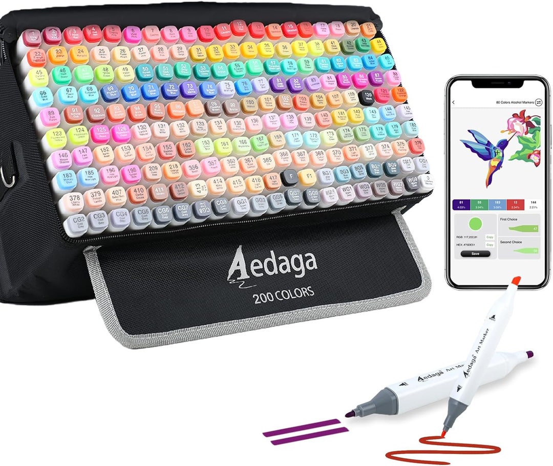 200 Color Dual Tip Alcohol Art Markers With Free App - Etsy